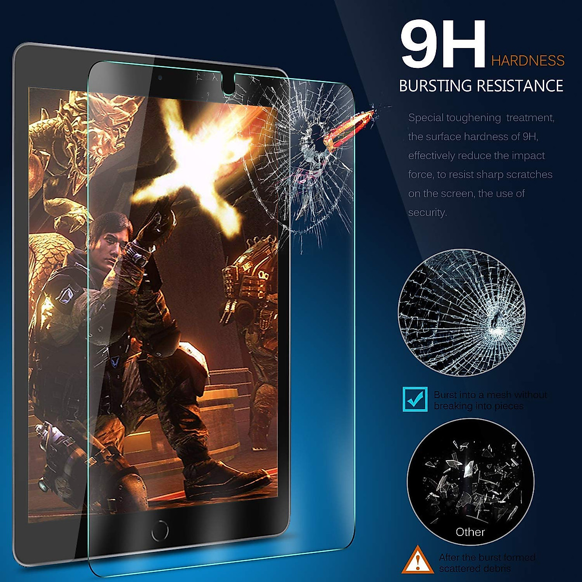 TiKeDa 3 Pack Screen Protector for iPad 9th Generation 10.2 Inch iPad 8/7th Gen, Tempered Glass for iPad 9 8 7 (2021/2020/2019) -Model A2602/A2603/ A2270/A2428/ A2197/A2198/A2201