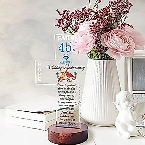 45th Anniversary Wedding Gifts for Couple, Best 45th Sapphire Anniversary Thoughtful Gifts Ideas, 45 Year Anniversary Present for parents, 45 years Anniversary Decorative Cross with Bible Verse.