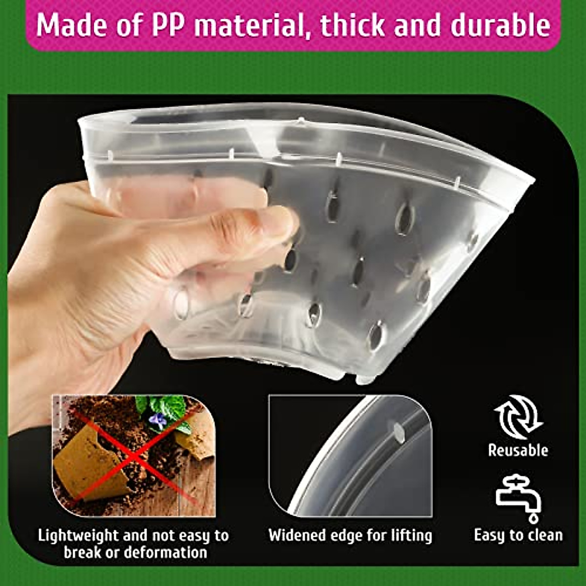 REMIAWY Orchid Pot, 8 Pack Orchid Pots with Holes and Saucers, 5.5 Inch Clear Orchid Pots for Repotting, Plastic Flower Plant Pot Indoor Outdoor, Breathable Slotted Orchids Planter