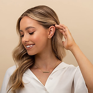 PAVOI 14K Gold Plated 925 Sterling Silver Earrings | Tiny Dot/Triangle Disc Stud Earrings | Yellow Gold Stud Earrings for Women