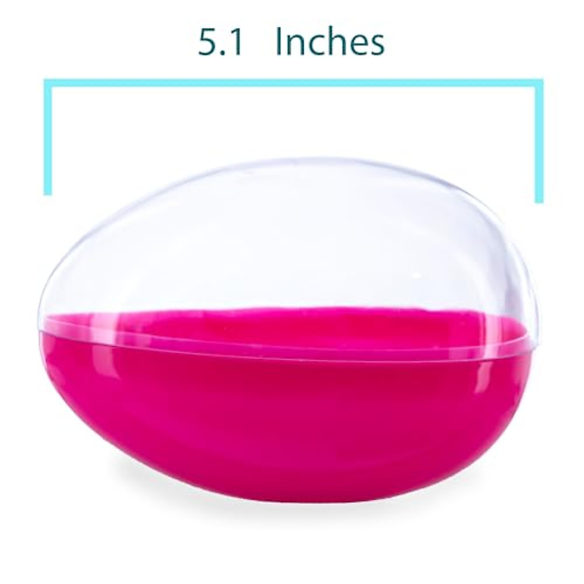 Large Fillable Clear Top Pink Bottom Plastic Easter Egg 5.1 Inches