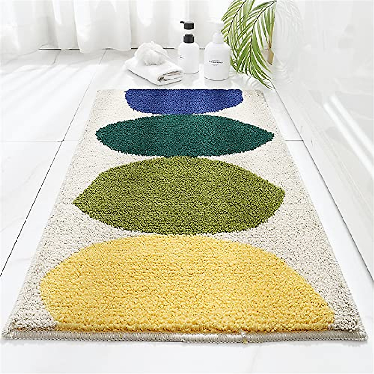 Lemon Bathroom Mat Decor,18''x26'' Fruit Pattern Soft Lemon Floor Rug Microfiber Shaggy Water Absorption Kitchen Rugs Bath Rugs Indoor Rugs
