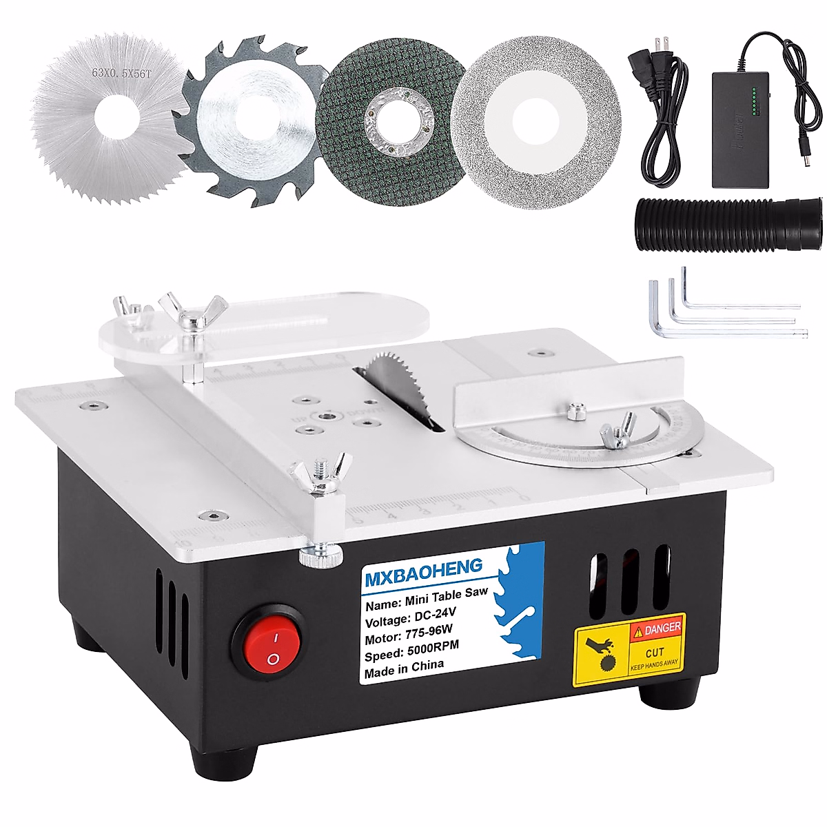 MXBAOHENG Mini Table Saw S3 Portable Precision Craft Table Saw, 1/2" Adjustable Cut Depth, Seven Speed Adjustable Power Supply, Small Hobby Table Saw for Miniature Wood Craft Cutting