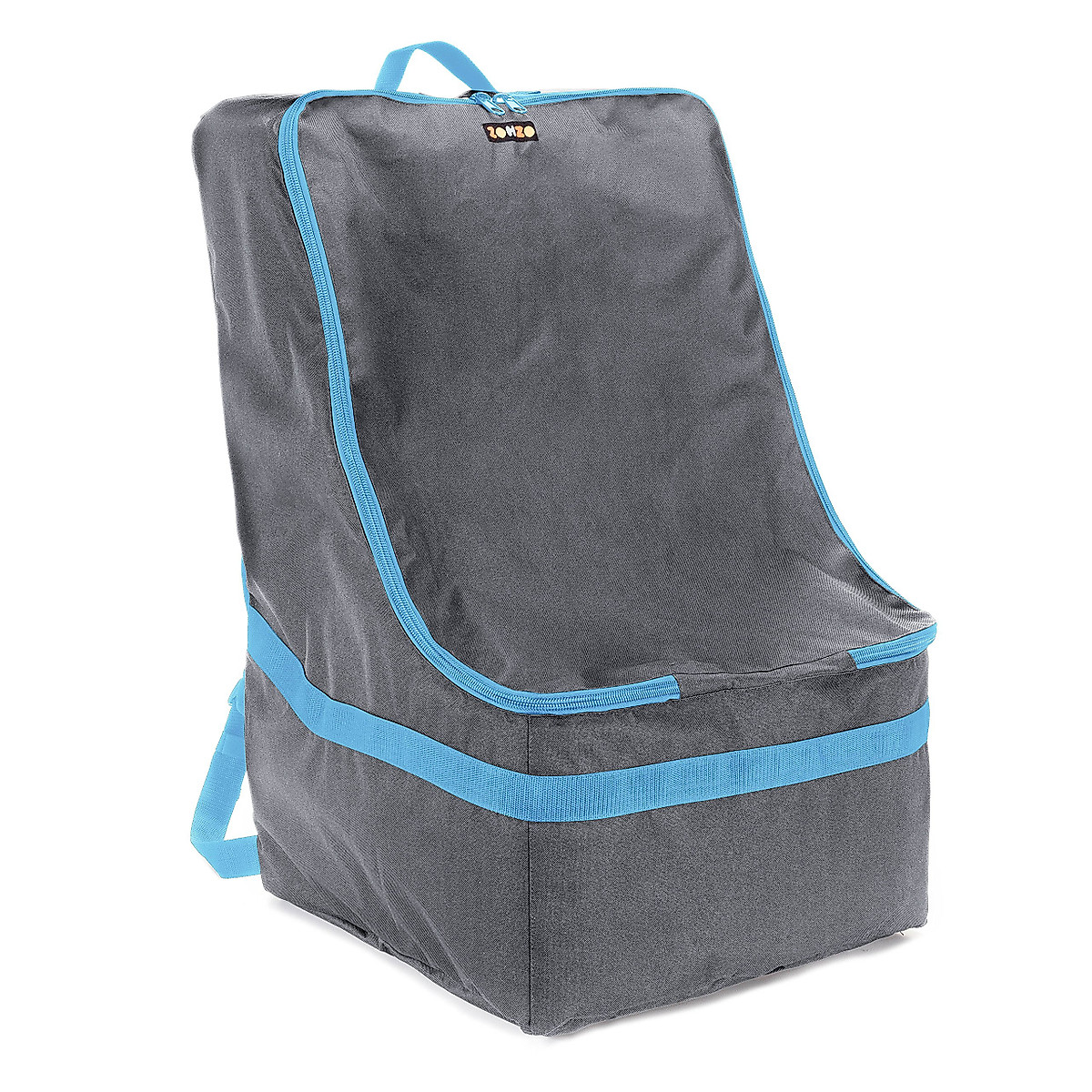Zohzo Car Seat Travel Bag — Adjustable, Padded Backpack for Car Seats — Car Seat Travel Tote (Gray with Black Trim)