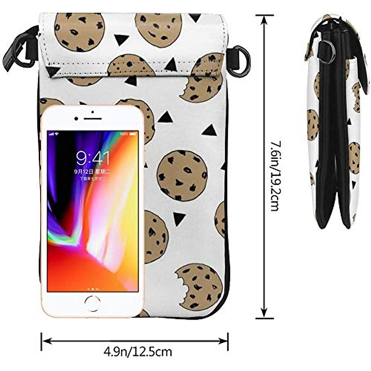 Cookies Food Chocolate Chip Biscuits Women Soft PU Leather Cellphone Purse Wallet Handbag Small Crossbody Shoulder Bag