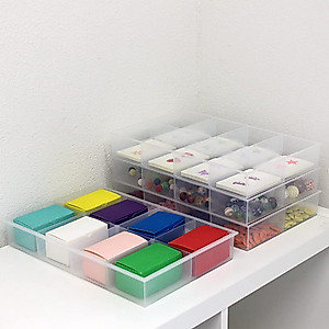 BangQiao 2 Pack Fixed 8 Grids Clear Plastic Organizer Sorting Tray and Transparent Storage Divider Box Container Case for Hardware, Craft, Sewing Kit, Office Supplies, Small Parts