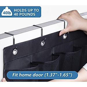 MISSLO 28 Large Pockets Hanging Shoe Organizer Over The Door Shoe Rack for Closet Door Storage Mesh Shoe Holder Hanger for Men, Black