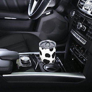 Black And White Cow Pattern 20oz Tumbler Stainless Steel Vacuum Insulated Double Wall Travel Tumbler, Durable Insulated Coffee Mug, Thermal Cup With Lid and Straw for Hot & Cold Drinks