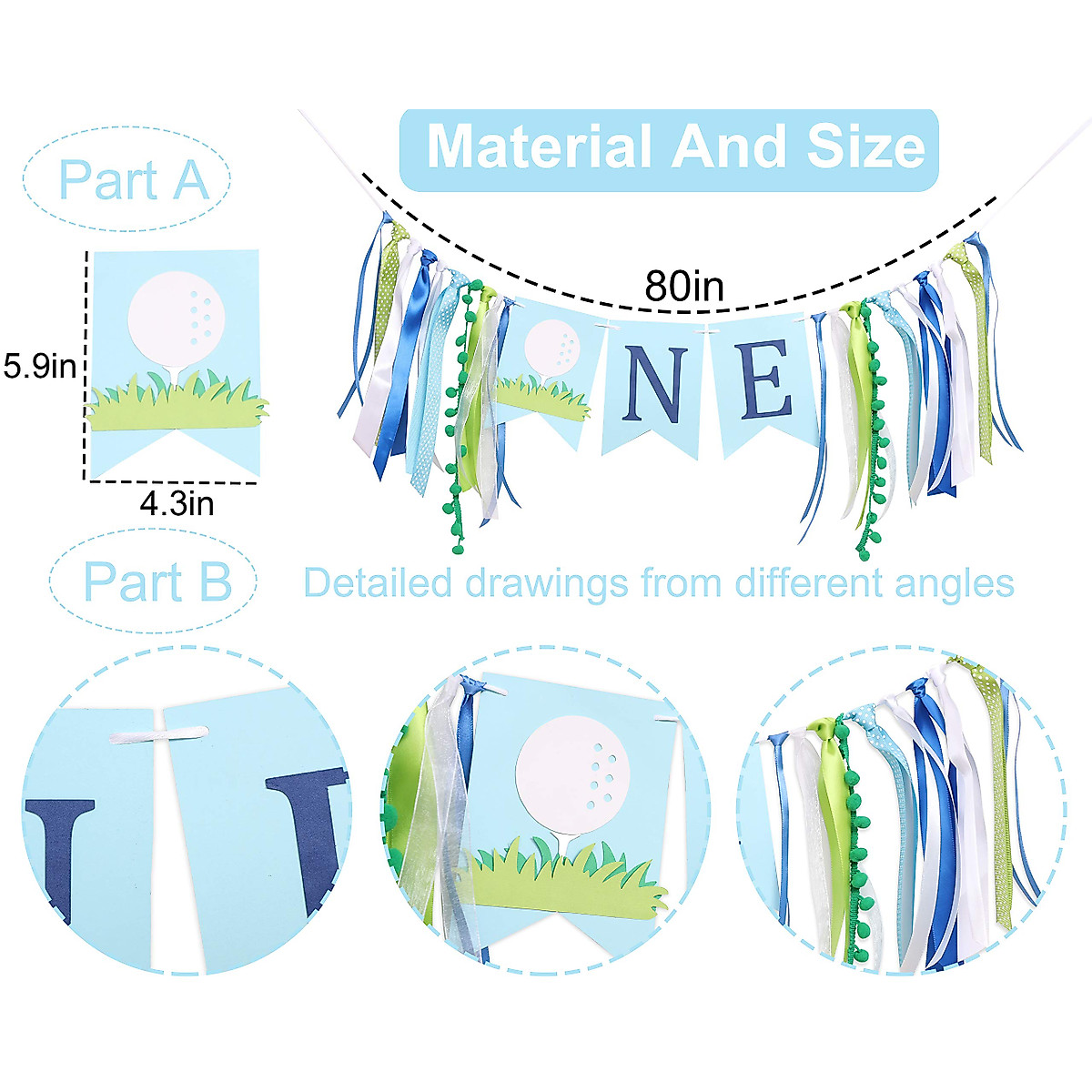 Golf 1st Birthday high Chair Banner - Golf 1st Birthday Party Decorations in one, Golf seat high Chair Banner, Birthday Party Banner, Cake Smashing, Photography Props.