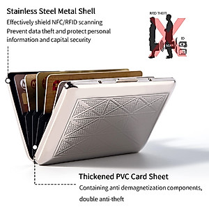EYIDADAE RFID Credit Card Holder Protector Metal Credit Card Wallet Business Card Holder for Women and Men-Can Hold 5 Bank Cards (Silver)