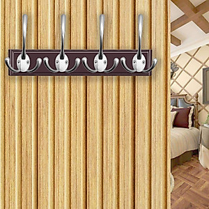 IBosins 6 Pack Big Heavy Duty Three Prongs Coat Hooks Wall Mounted with 24 Screws (Two Types of Screws Included) Retro Double Utility Rustic Hooks for Thick Coat, Big Heavy Bags (Matte Nickel)