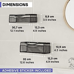 KINCMAX Mesh Shower Caddy (2-Pack), Rustproof Stainless Steel, Adhesive Wall Mount Baskets with Hooks, Mesh Design (Matte Black)