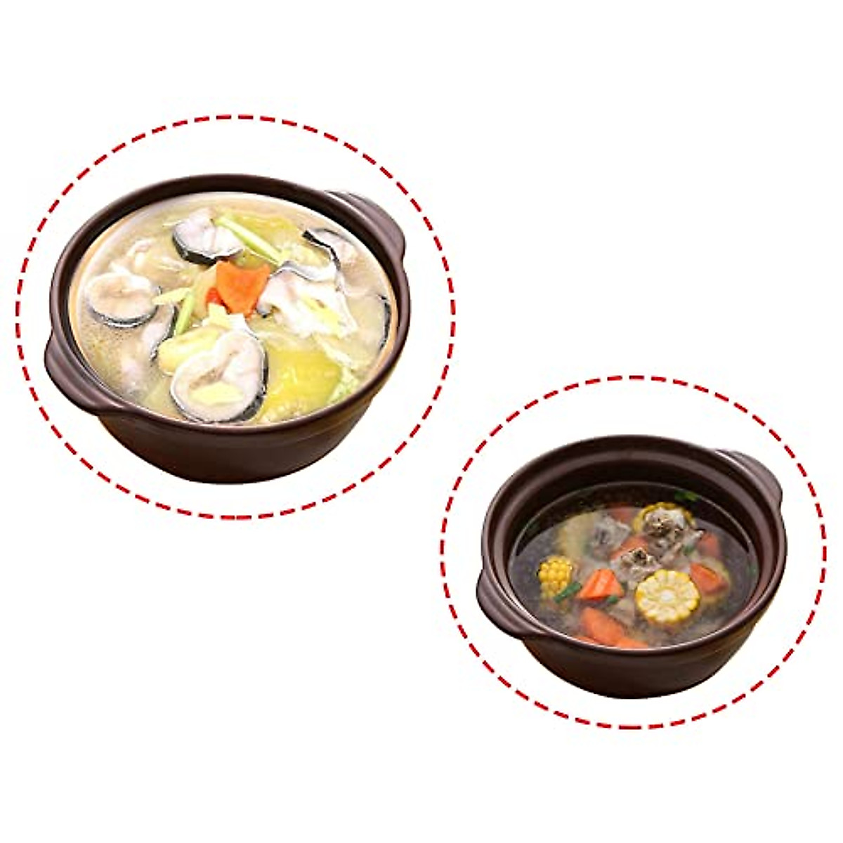 Korean Premium Cartoon Pattern Ceramic Brown Casserole Clay Pot with Lid,For Cooking Hot Pot Dolsot Bibimbap and Soup (9in,64oz)
