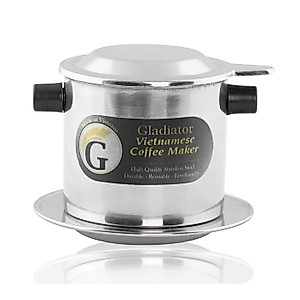 Vietnamese Coffee Maker Filter Set | French Press Style Coffee Filters | Pour Over Coffee Dripper | Portable Coffee Makers 1 Cup | Single Serve Coffee Maker | Reusable Coffee Press | Medium 8oz (1)