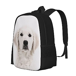 White Golden Retriever Printed Backpack Teen Boys & Girls Laptop Backpack 15" Outdoor Travel Lightweight Bag