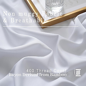 100% Cooling Duvet Cover King Rayon Derived from Bamboo Comforter Cover Cooling for Hot Sleepers Moisture Wicking with Corner Ties Zipper Closure（King，White）