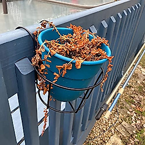 EIMQUVW 4 Pack Round Hanging Railing Planters Basket Metal Balcony Planters Railing Hanging Flower Pot Holders for Outside,Indoor，Balcony,Garden(20CM)