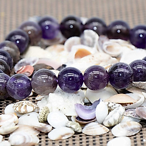 DAZCOLO 8mm Natural Gemstone Stretch Bracelet, Handmade Unisex Crystal Bracelets for Meditation, Yoga, Spiritual Healing & Positive Energy (Dark Amethyst)