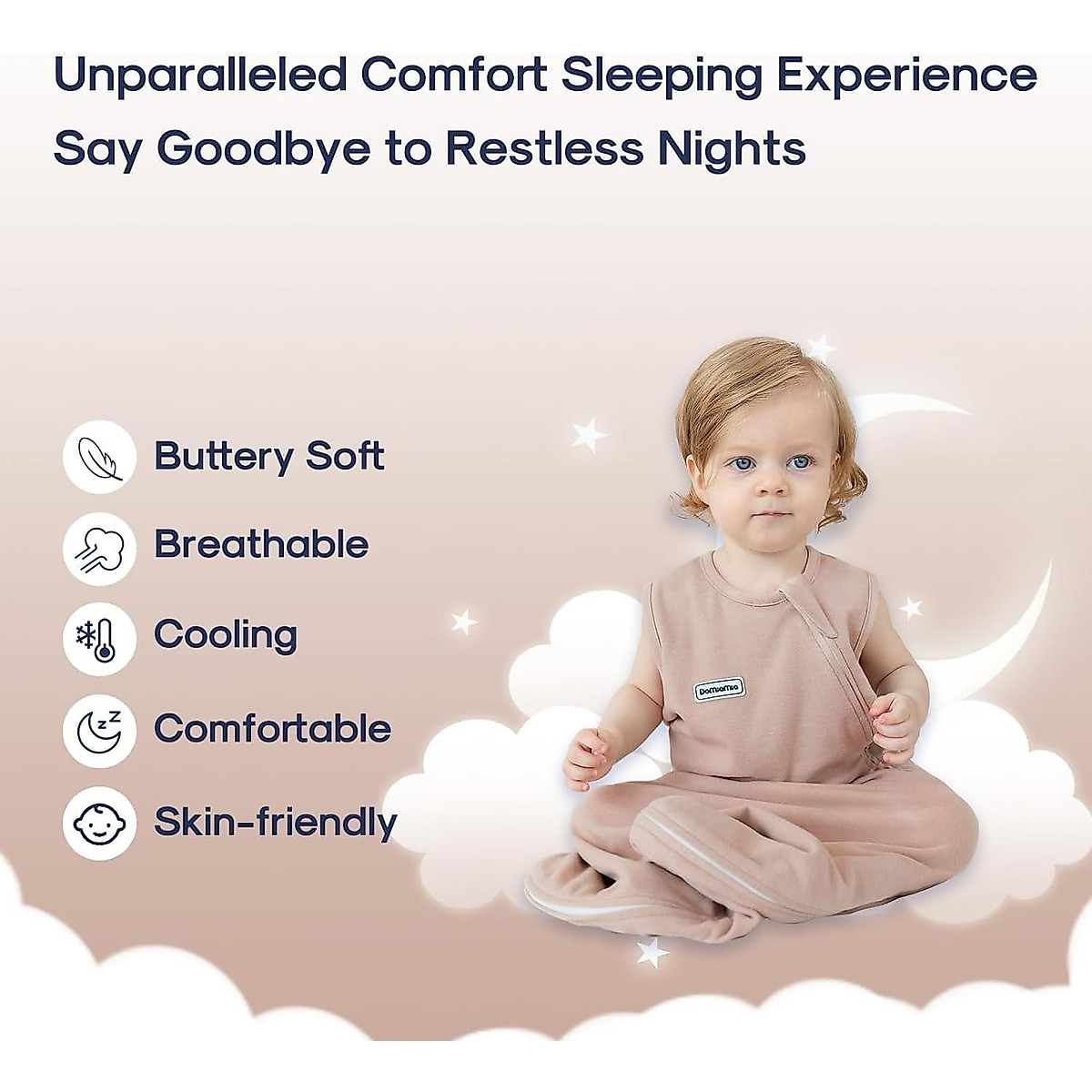 Domiamia Baby Sleep Sack 1.0 Tog Soft Cotton & Rayon Made from Bamboo Toddler Sleeping Sack 24-36 Months Dryable Lightweight Wearable Blanket