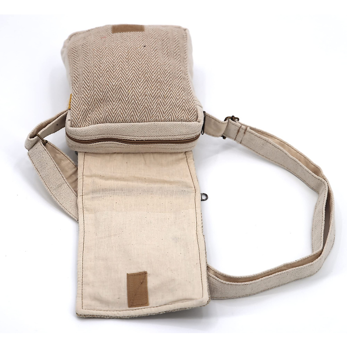 Unique design Mushroom Embroidery Hemp Hobo Passport crossbody bag Festival Travel Bag 100% Himalaya Hemp FAIR TRADE MADE Handmade with Love., Natural White