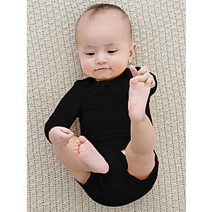 GUISBY Baby Rayon made from Bamboo Bodysuit, Cozy Long Sleeve Bodysuits Sleep'N Play Romper Black 3-6 Months