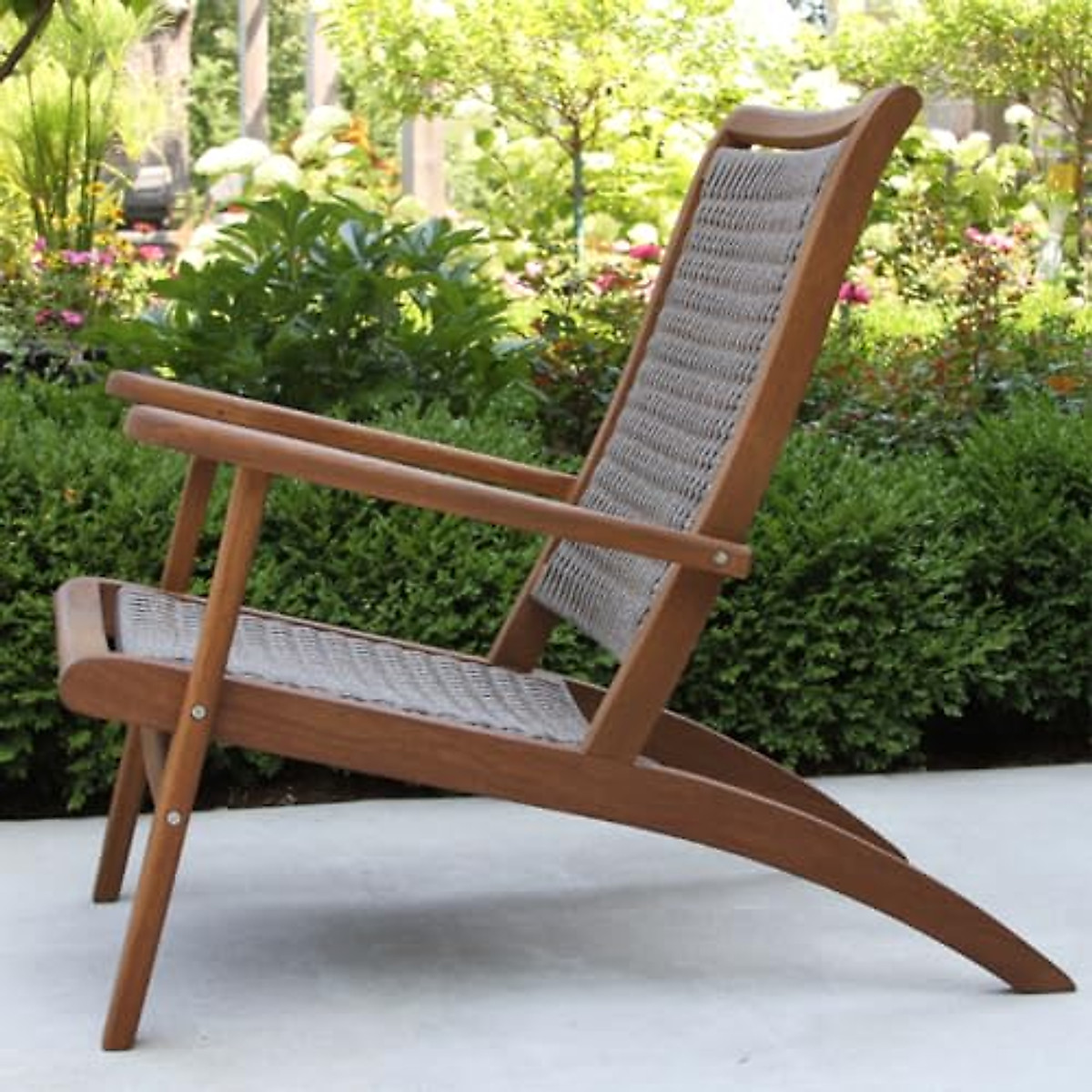 Outdoor Interiors All Weather Eucalyptus Driftwood Patio Lounger Chair, Grey Wicker