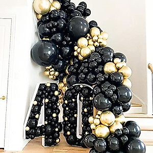 JOYYPOP Black Balloons 110 Pcs Black Balloon Garland Kit Different Sizes 5 10 12 18 Inch Black Balloons for Birthday Graduation Party Decorations