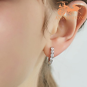 Anbamahong Moissanite Hoop Earrings Lab Created Diamond 925 Sterling Silver Huggie Hoops for Men Women Jewelry Gifts