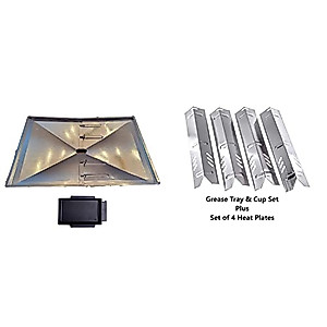 Quickflame Grill Drip Pans Adjustable Grease Tray and Heat Plates Set Fit for DynaGlo, Uniflame, BHG, Backyard Grill Models -(27")