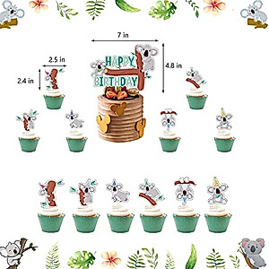 Moptrek Birthday Party Decorations Supplies with Koala Birthday Banner,Koala Foil and Latex Balloons,Cake Topper and Cupcake Toppers for Kids Koala Themed Birthday Party or Baby Shower Decorations