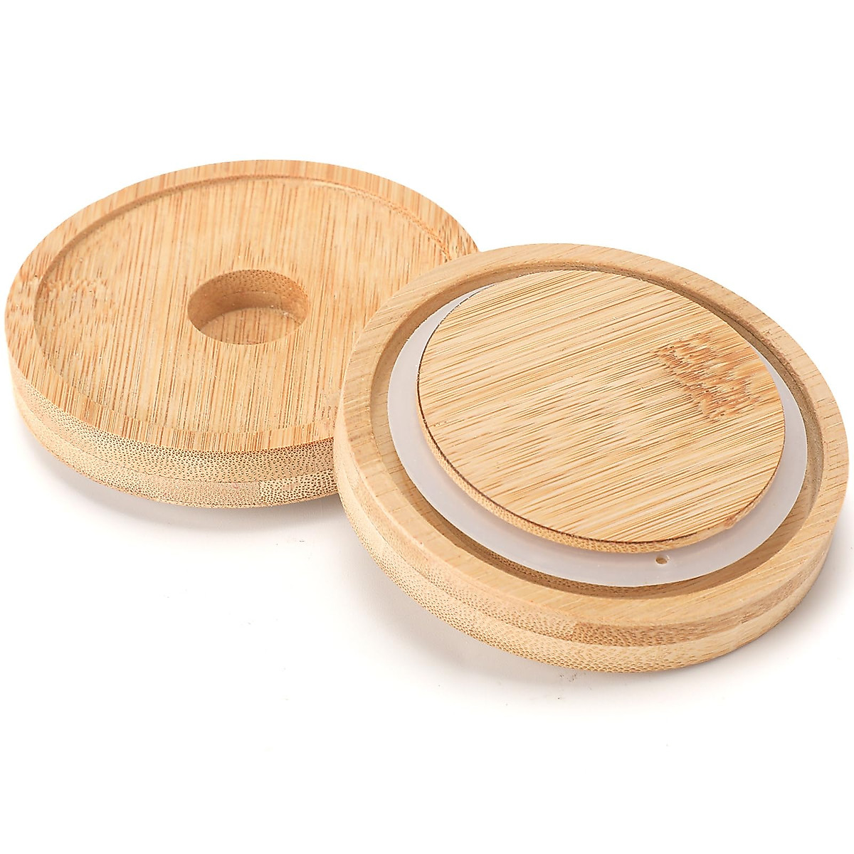 Yaomiao 9 Pcs Airtight Glass Jars with Bamboo Lids 16 oz Food Storage Jars Clear Kitchen Containers Borosilicate Glass Canisters for Coffee Beans Sugar Candy, and More