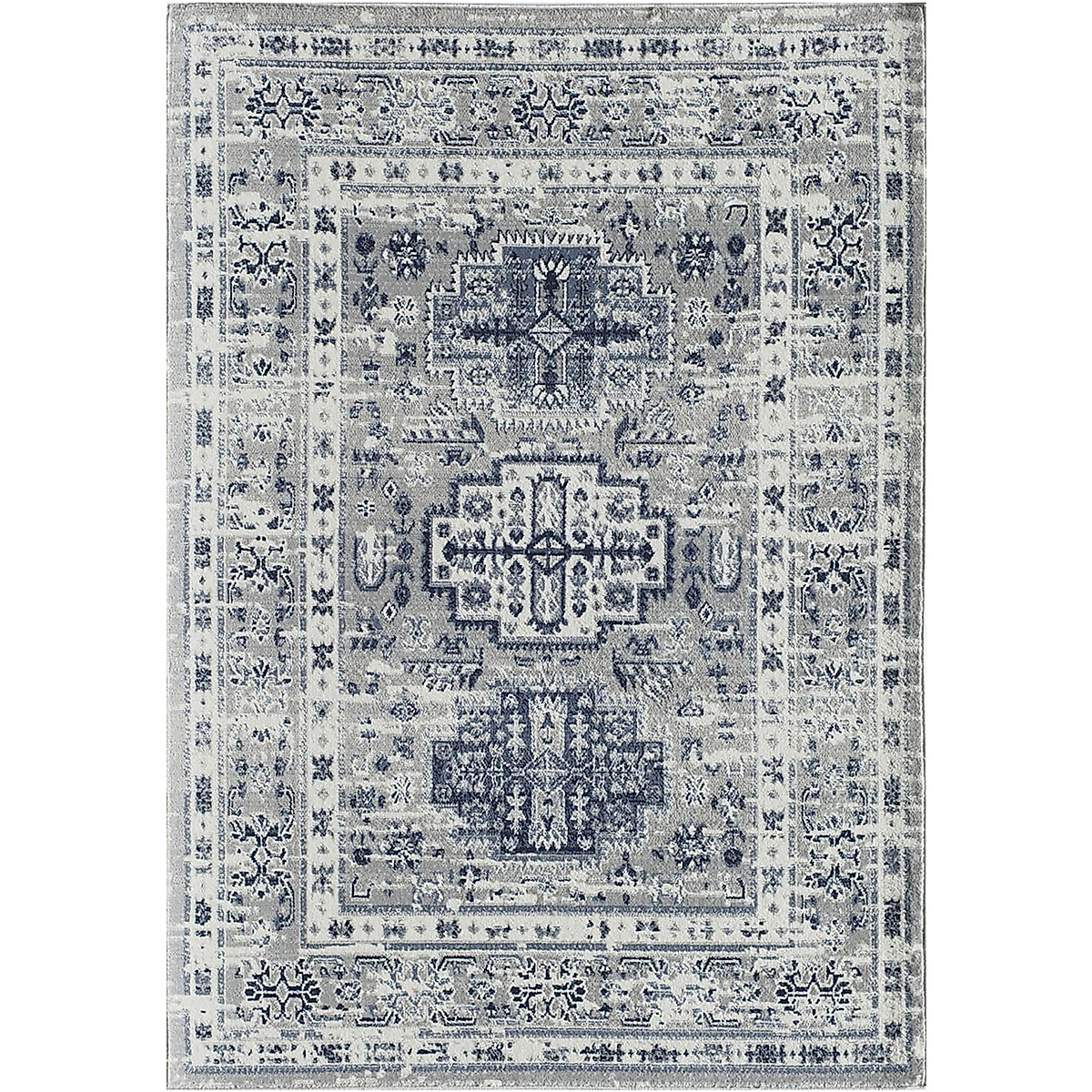 Rugs America Gallagher GL55F Inky Sundara Vintage Transitional Blue Distressed Non-Shedding Living Room Bedroom Dining Home Office Area Rug, 5'3"x7'