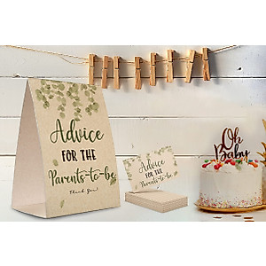 Advice for the Parents-to-Be Sign, Baby Shower Advice Game Kit (1 Standing Sign + 50 Advice Cards), Baby Showers Decorations-NPZAD13