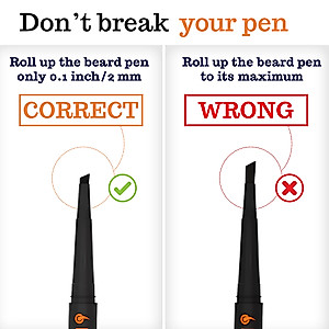 Beard Pen Filler for Men - Barber Styling Grooming Pencil - Waterproof Proof, Sweat Proof, Long Lasting Solution with Natural Finish - Cover Beard and Scalp Patches in Seconds - Jet Black 1 Pack