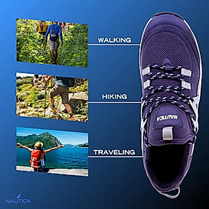 NAUTICA Men’s Hiking Shoes Durable Trekking Trail - Low-Height Slip Resistant Traction Grip Boots for Indoors & Outdoors, Adventures, Traveling, Backpacking - Backwoods - Navy - Size 9.5