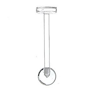 Pashoshka Clear Tongue Ring Retainer 1 Piece (14g (1.6mm), 4mm ball, 4mm flat bottom, 16mm length (TRT/1))