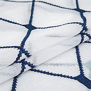 Top Finel White Sheer Curtains 84 Inches Length for Living Room Bedroom Voile Drapes Diamond Embroidered Rod Pocket Window Treatments, 2 Panels