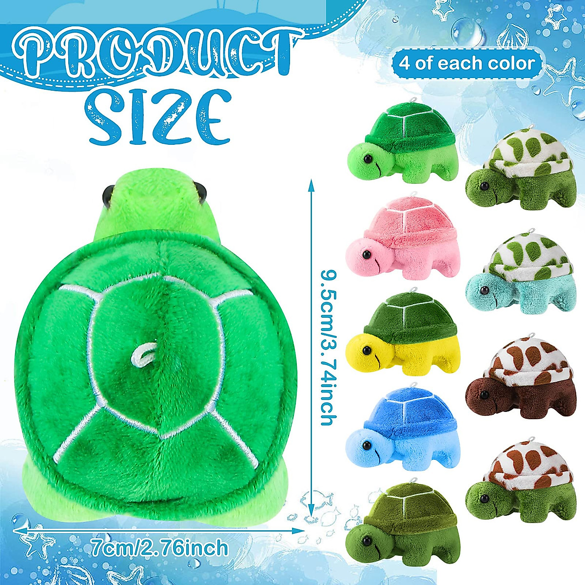 36 Pcs Mini Turtle Stuffed Toy Bulk Small Turtle Animal Plush Toys Soft Cute Turtle Stuffed Animal Turtles Decorations Turtle Sea Party Favor for Adults Ocean Themed Birthday Supplies, 2.7 x 3.7 Inch