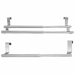 FTVOGUE Over Door Towel Rail Holder, Retractable Stainless Steel Towel Rack Shelf No Drilling (Single Small Size)