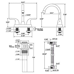 BRAVEBAR Bathroom Sink Faucet with Pop-up Drain Assembly, 4 Inch 2 Handle Centerset Faucet - Temperature Control, Easy to Install, Durable & Safety - Lavatory Faucet Brushed Nickel, Easy to Clean