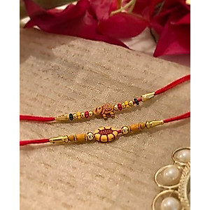 Rakhi For Brother Set of 2 With Greeting Card, Beautiful Designer Raksha Bandhan Rakhi Gift Set For Brother Bhaiya Bhai Bro, Traditional Indian Style Rakshbandhan Rakhi Gifts For Brother