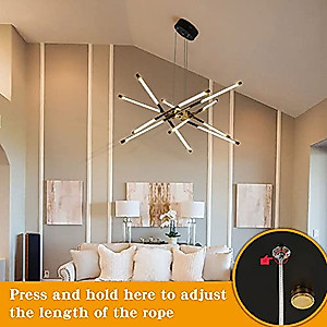 Modern Sputnik Chandeliers LED Chandelier Ceiling Light Black and Gold Chandelier Easy to Install Embedded Pendant Lights New Art Hanging Lamps for Dining Room,Kitchen,Bedroom,Living Room (12 Heads )