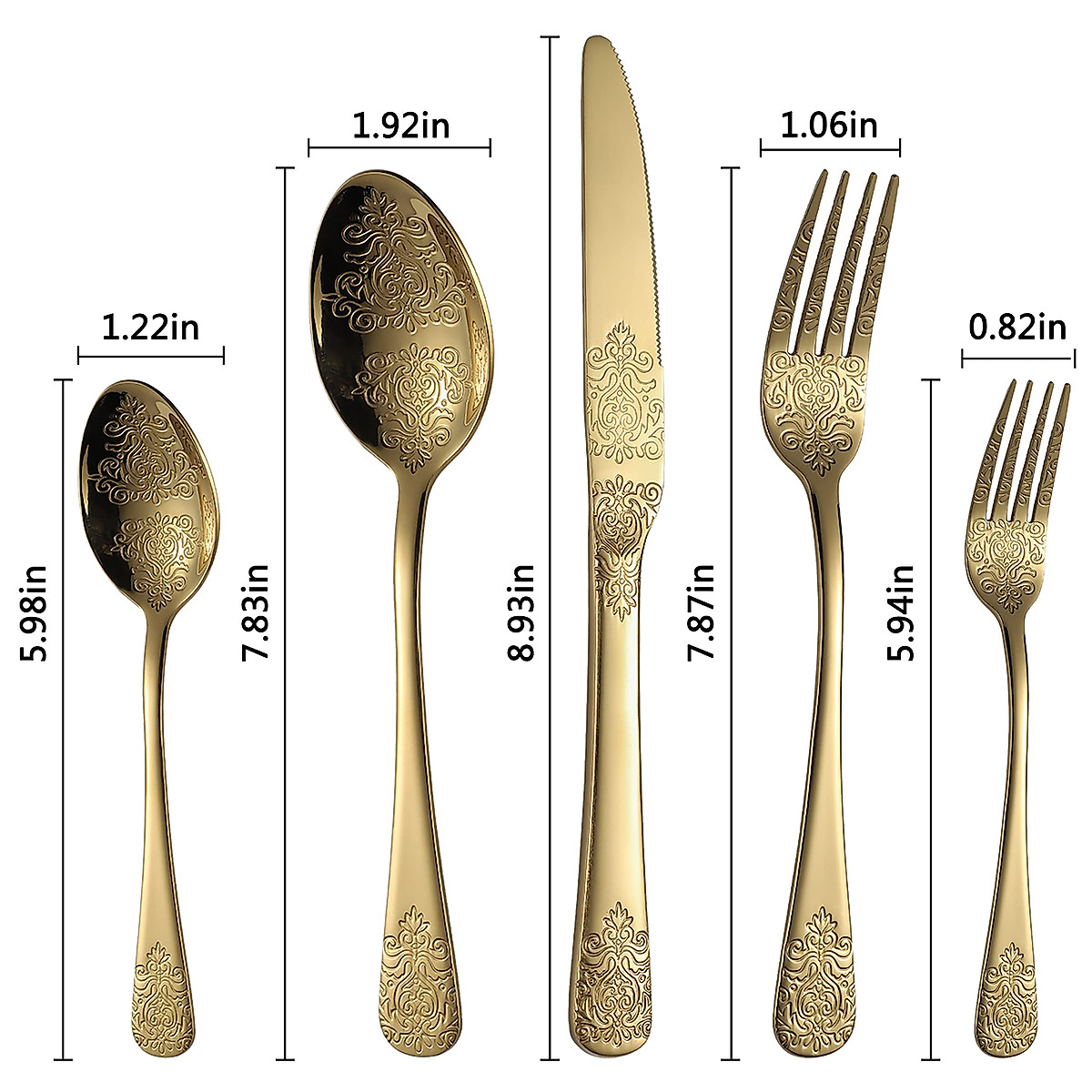 Gold Silverware Set of 20 Stainless Steel Flatware Set Cutlery Set Service for 4 Eating Utensil Tableware Sets Include Knives Forks Spoons for Kitchen Home Restaurant