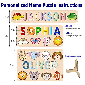 OELTTG Name Puzzle for Kids Personalized, Montessori Learning Toys for 1 Year Old Boy Girl, Custom Puzzles with Engraved Text on Back, Personalized Baby Easter Gifts