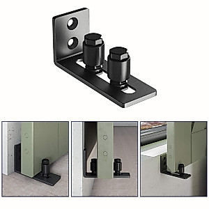 SMARTSTANDARD 12" Pull and Flush Barn Door Handle + Barn Door Bottom Adjustable Floor Guide Roller + Barn Door Large Size Latch Lock