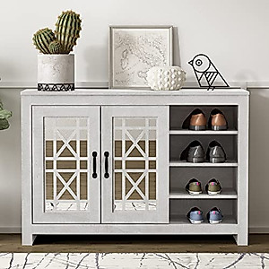 Galano Isadora 16 Pair Shoe Cabinet with 2 Door with Shelves - Modern Shoe Rack - Standing Shoe Cabinet - Shoe Storage with Doors - Shoe Organizer for Home - Dusty Grey Oak