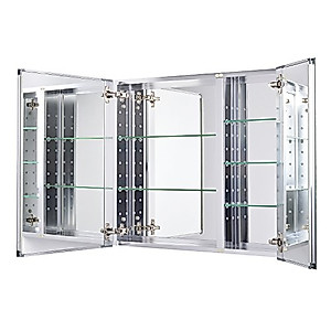 Utopia Alley Frameless Rustproof Medicine Cabinet - Surface Mount or Recessed Medicine Cabinet with Mirrored Sides, Bi-View- Bathroom Organizer Cabinet with Mirror & Storage Shelves - 30"x26" Silver