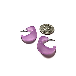 Lilac Purple Hoop Earrings | frosted retro style vintage lucite small marilyn hoops