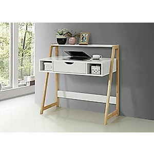 4D Concepts Heidi Collection Desk, White and Natural Wood