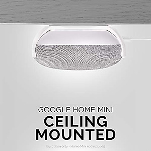 Screwless Wall & Ceiling Mount for Google Home Mini, Stick On Holder - Easy Install, No Tools, by Brainwavz (GMN01) (White)